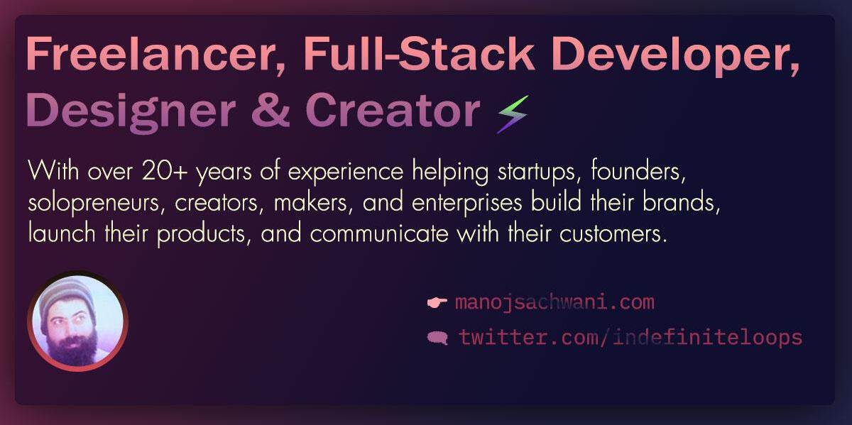 Manoj Freelancer Full Stack Developer Designer And Creator